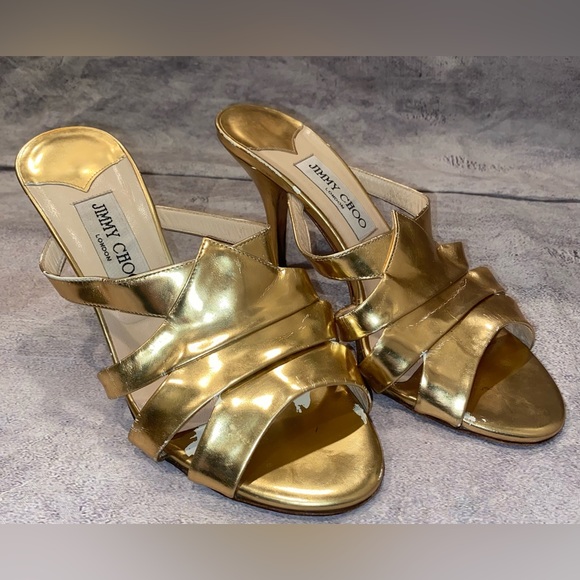 Jimmy Choo | Shoes | Jimmy Choo London Metallic Gold Strappy Heels ...